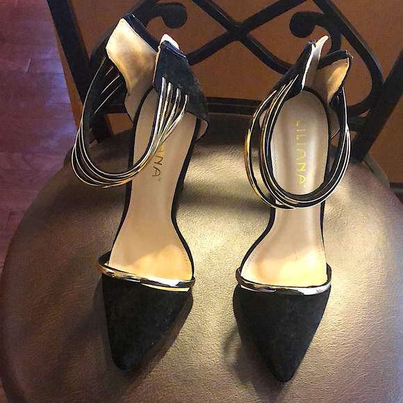 Shoes | Black And Gold Red And Gold And Tan And Gold 5 Inch Heel Pair ...